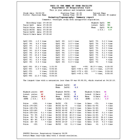 Profox Respiratory Oximetry Software – Pulmolink
